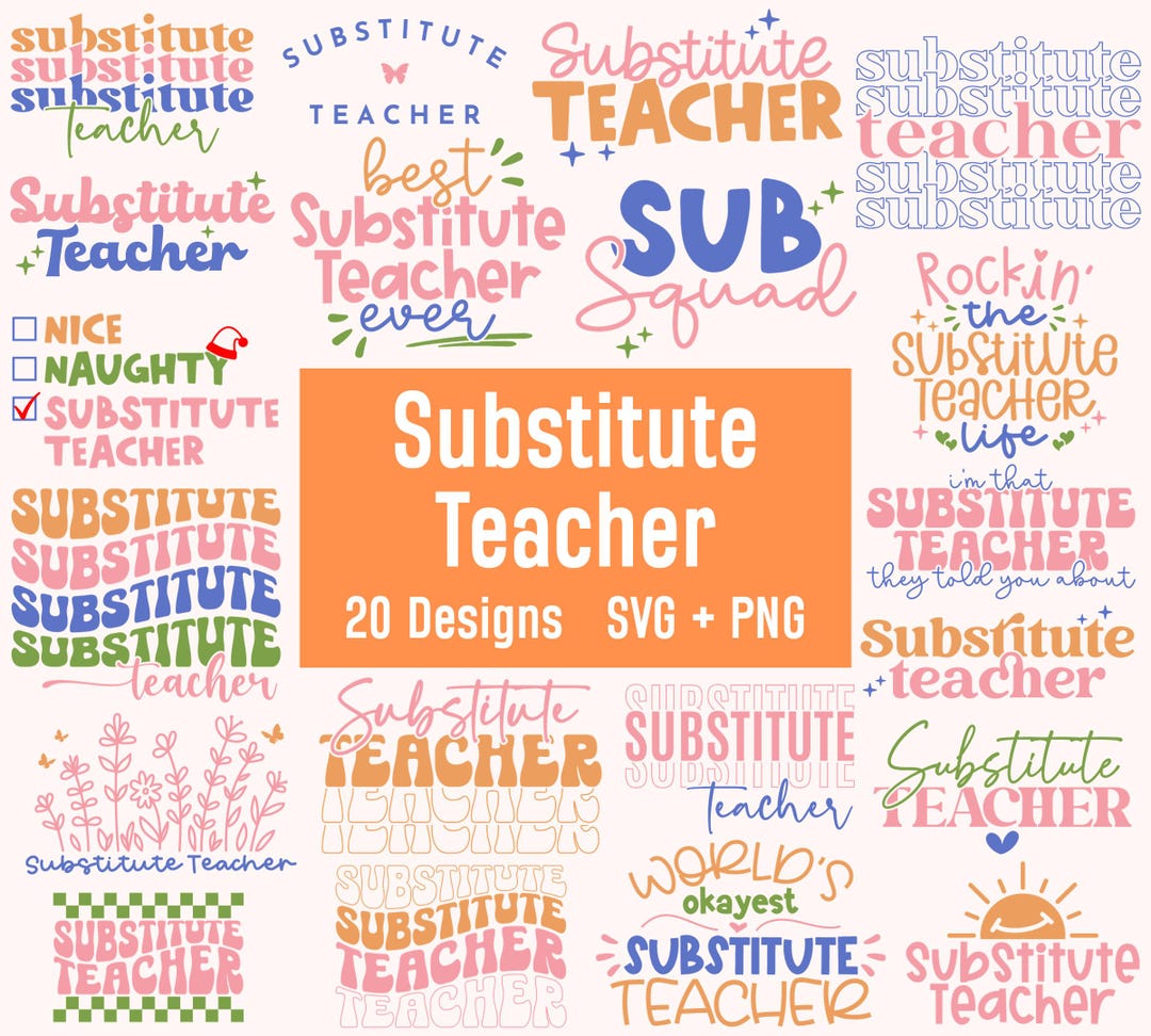 Substitute Teacher Svg Bundle, Sub Teacher Gift, Back to School Svg ...