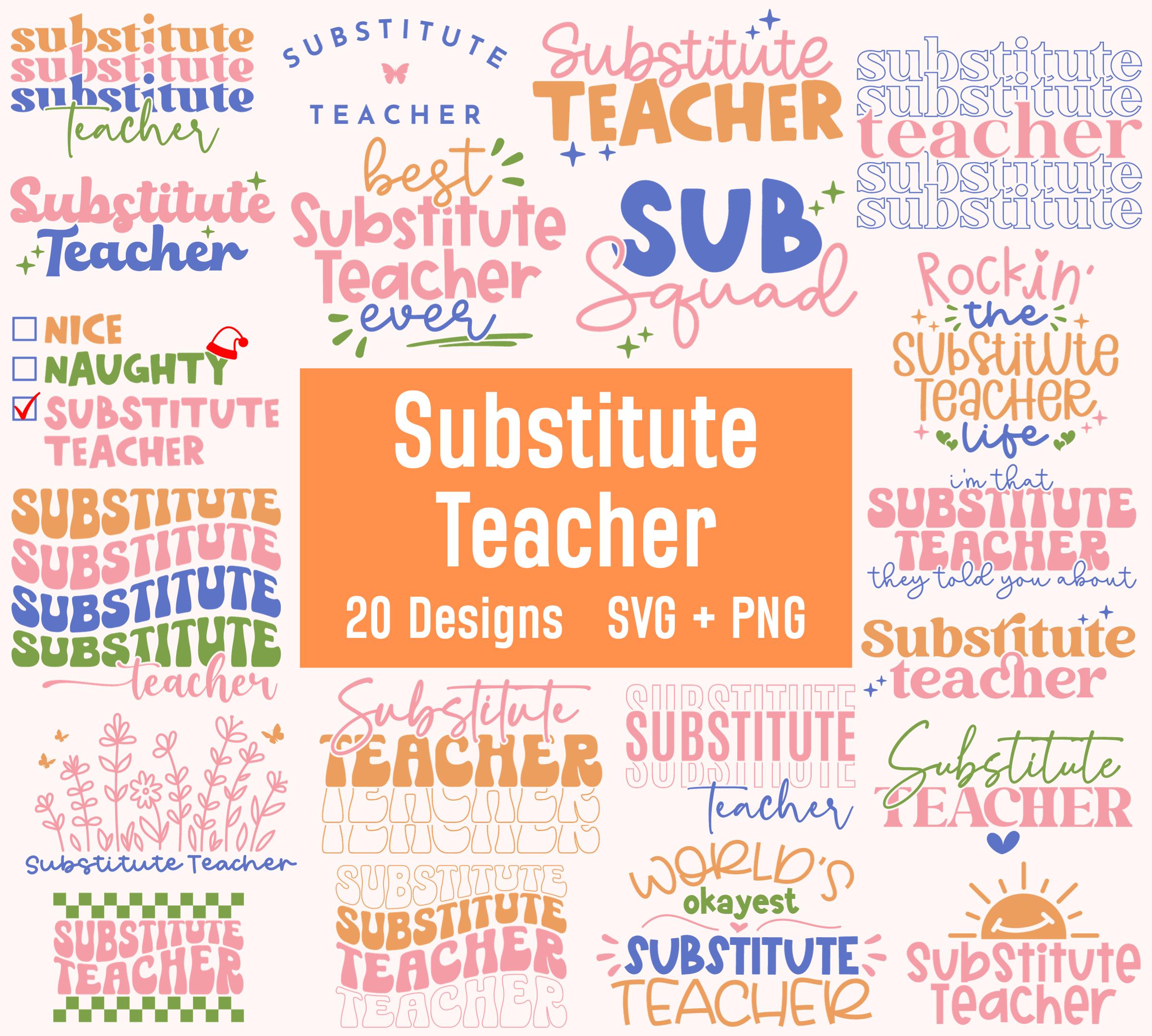 Substitute Teacher Svg Bundle, Sub Teacher Gift, Back to School Svg ...