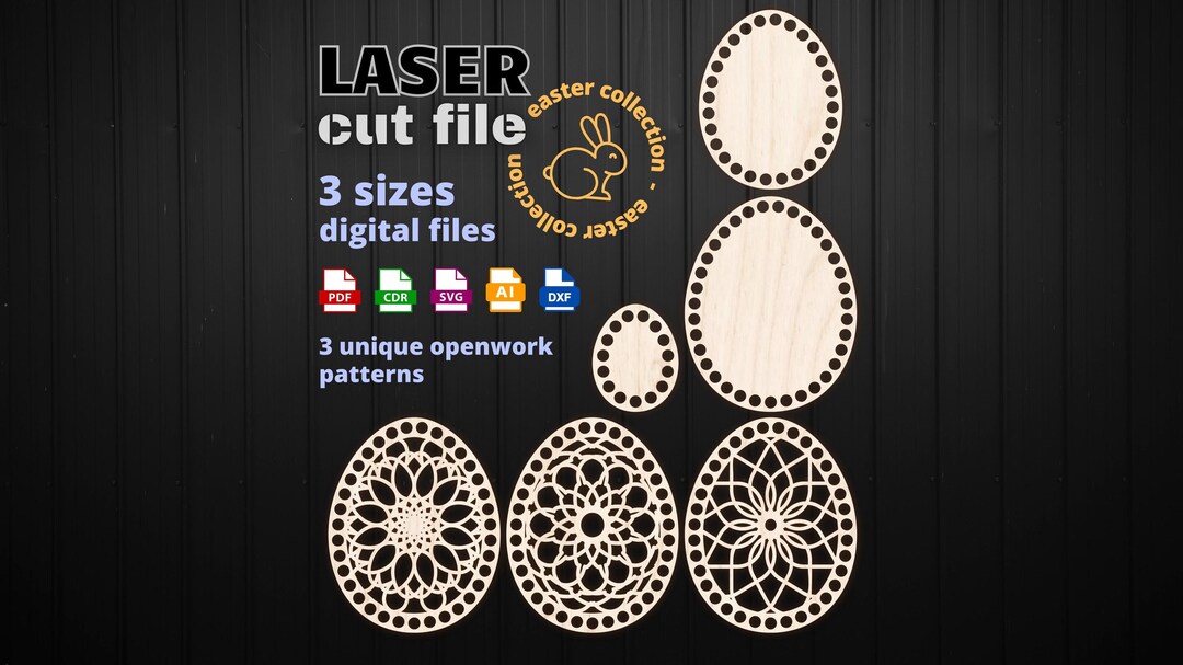 LASER CUT FILE, Crochet Basket Bases, Cnc, Easter Egg Shape Co2 Plotter ...