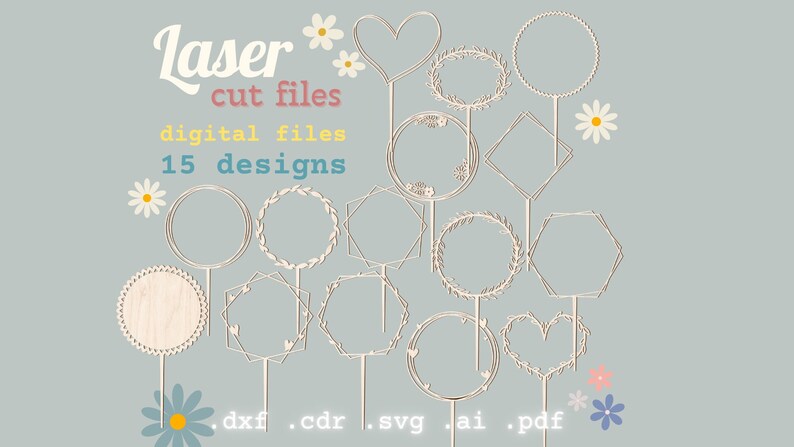 Cake Topper Templates SVG. Laser Cut File, Svg Dxf Ai Pdf Cdr, Wedding ...