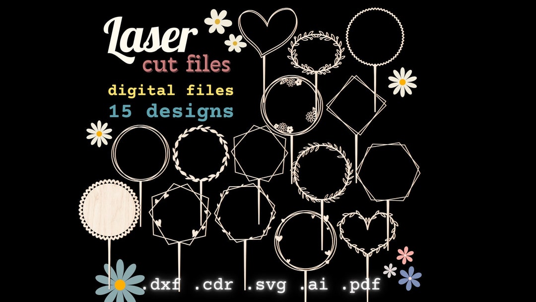 Cake Topper Templates SVG. Laser Cut File, Svg Dxf Ai Pdf Cdr, Wedding ...
