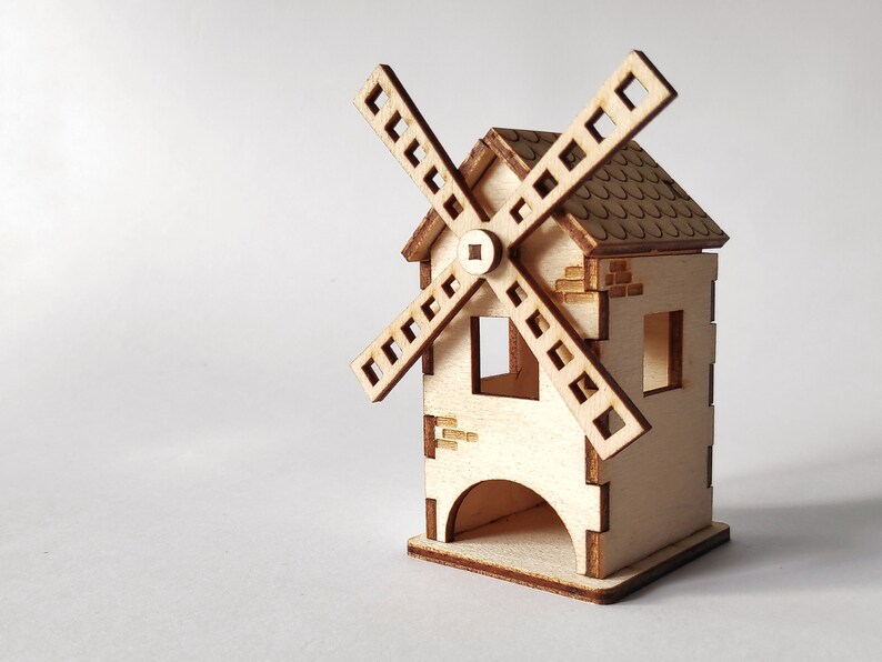 Plywood Miniatures Windmill Cart Bench Cottage 3mm Digital Files Dxf ...