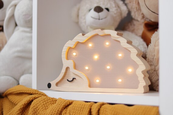 Wooden Lamp Hedgehog Bedside Lamp LED Animal Home Decor - Etsy