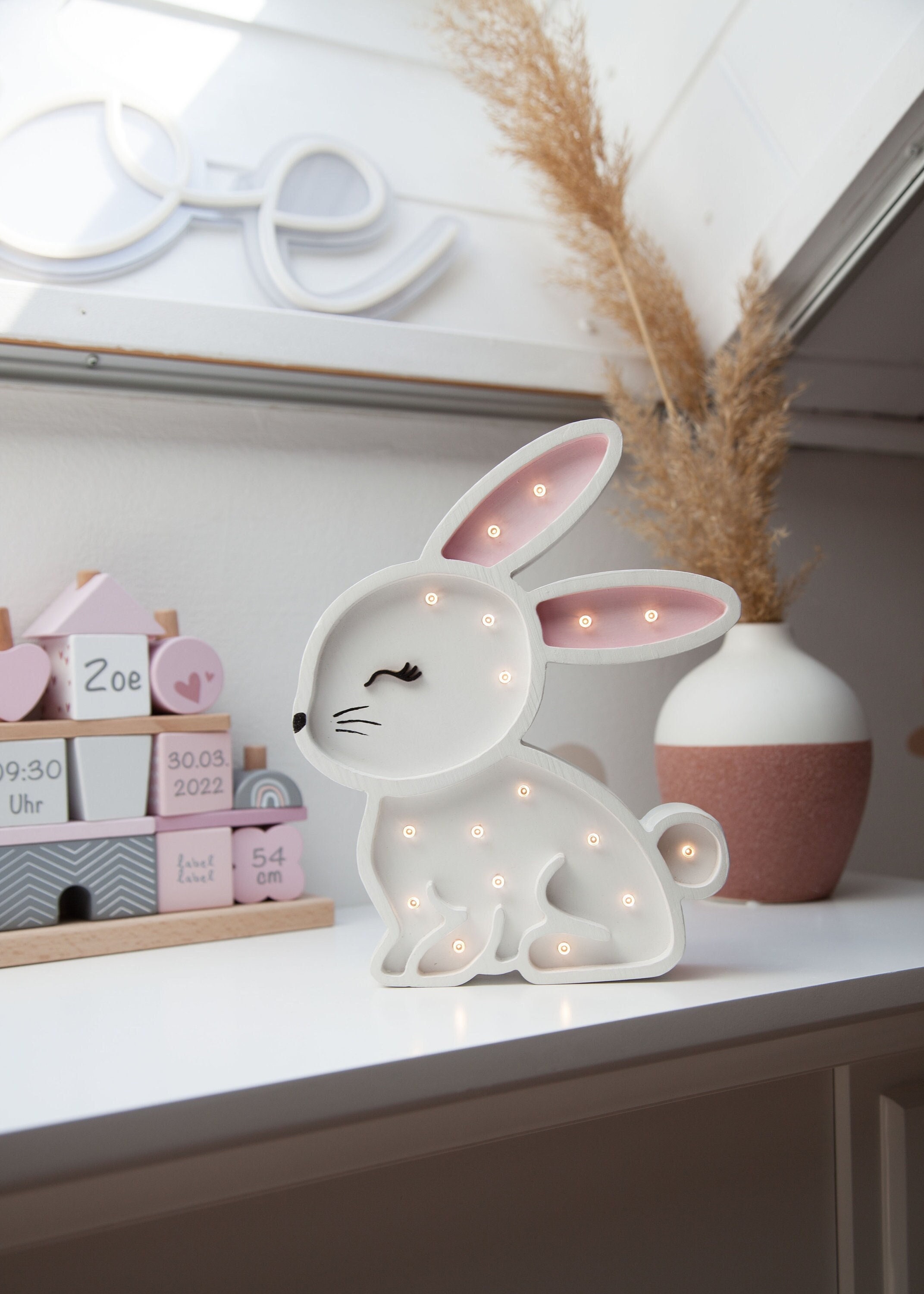 Wooden Lamp BUNNY Hare Rabbit Bedside Lamp LED Animal Home Decor ...