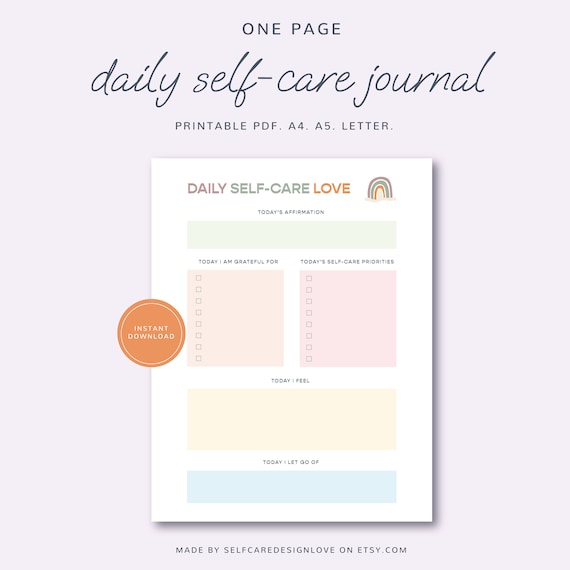 Printable Daily Self-care Journal Positive Affirmations - Etsy