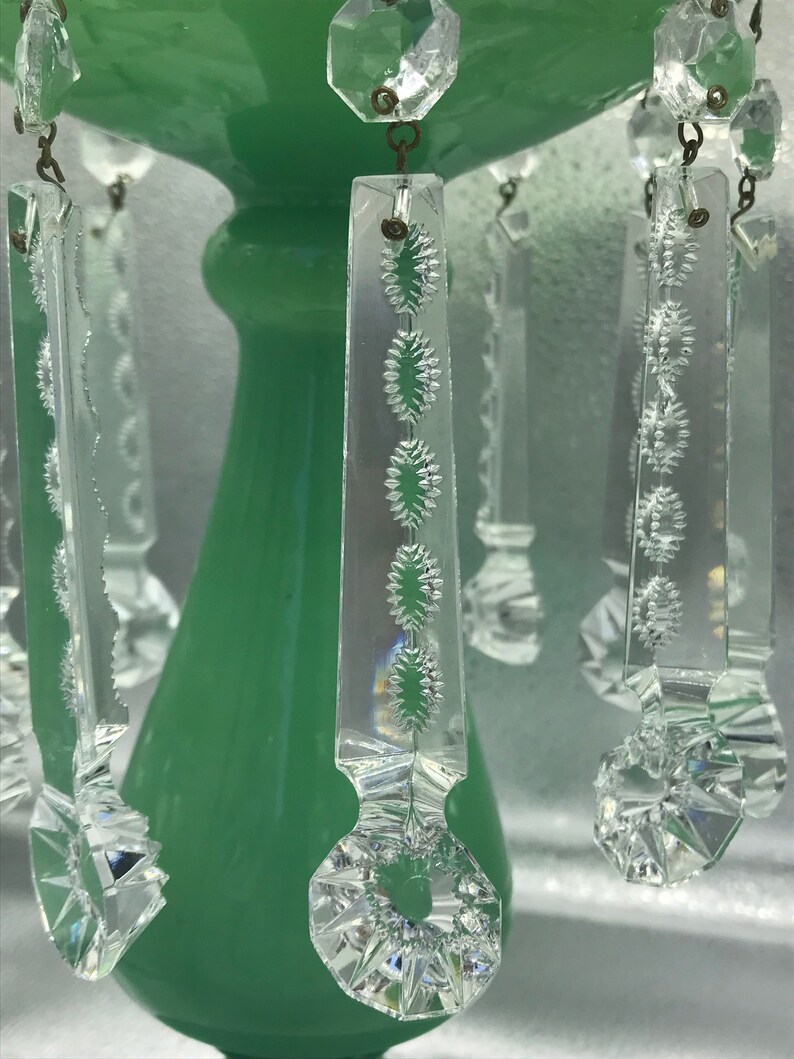 Bohemian Jade Green Glass Mantle Luster - Etsy