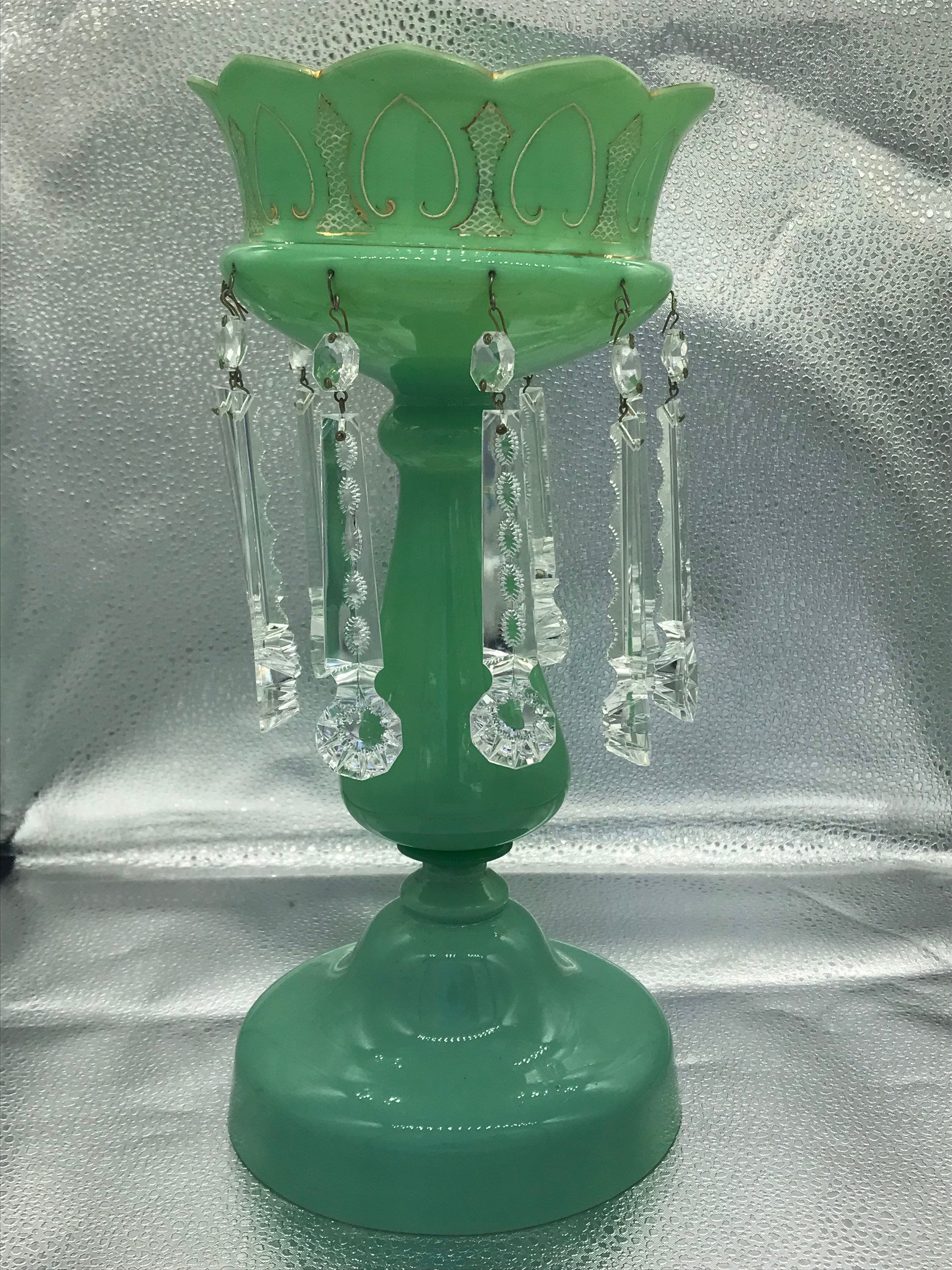 Bohemian Jade Green Glass Mantle Luster - Etsy