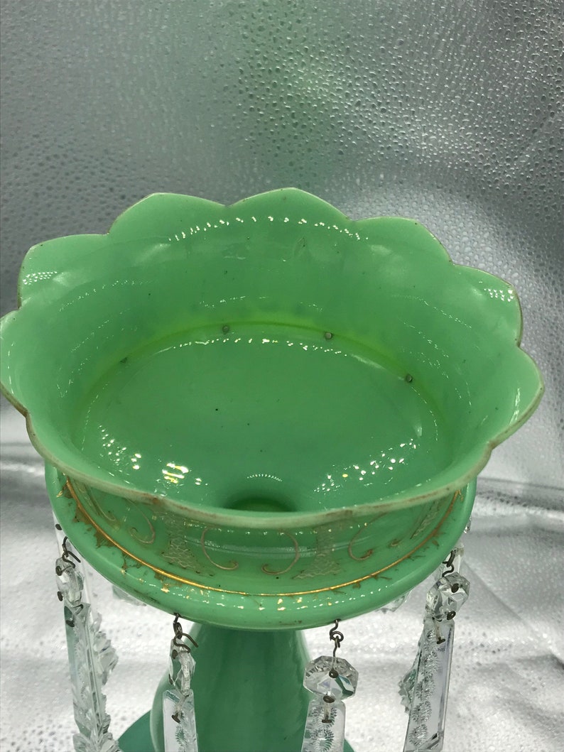 Bohemian Jade Green Glass Mantle Luster - Etsy
