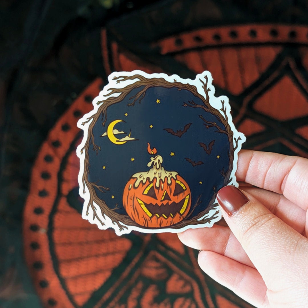 Classic Halloween Jack-o'-lantern Sticker | 3" Glossy Waterproof Vinyl ...