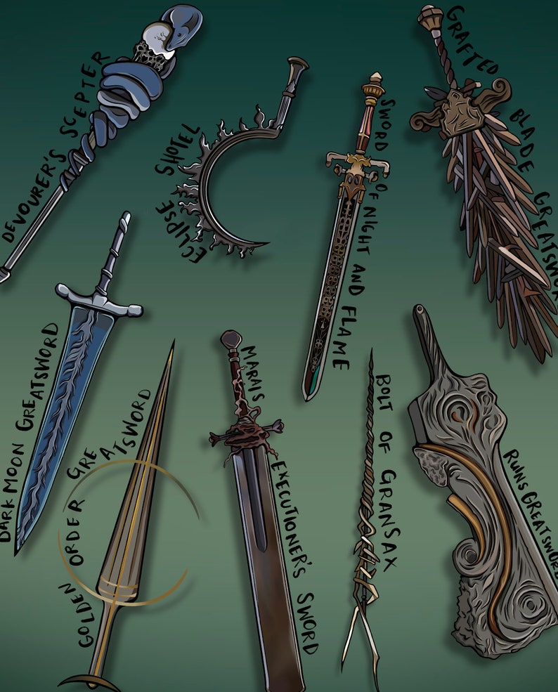 Video Game Chart Poster Fromsoftware Elden Rng Drk Souls Fan Art 11x17 ...