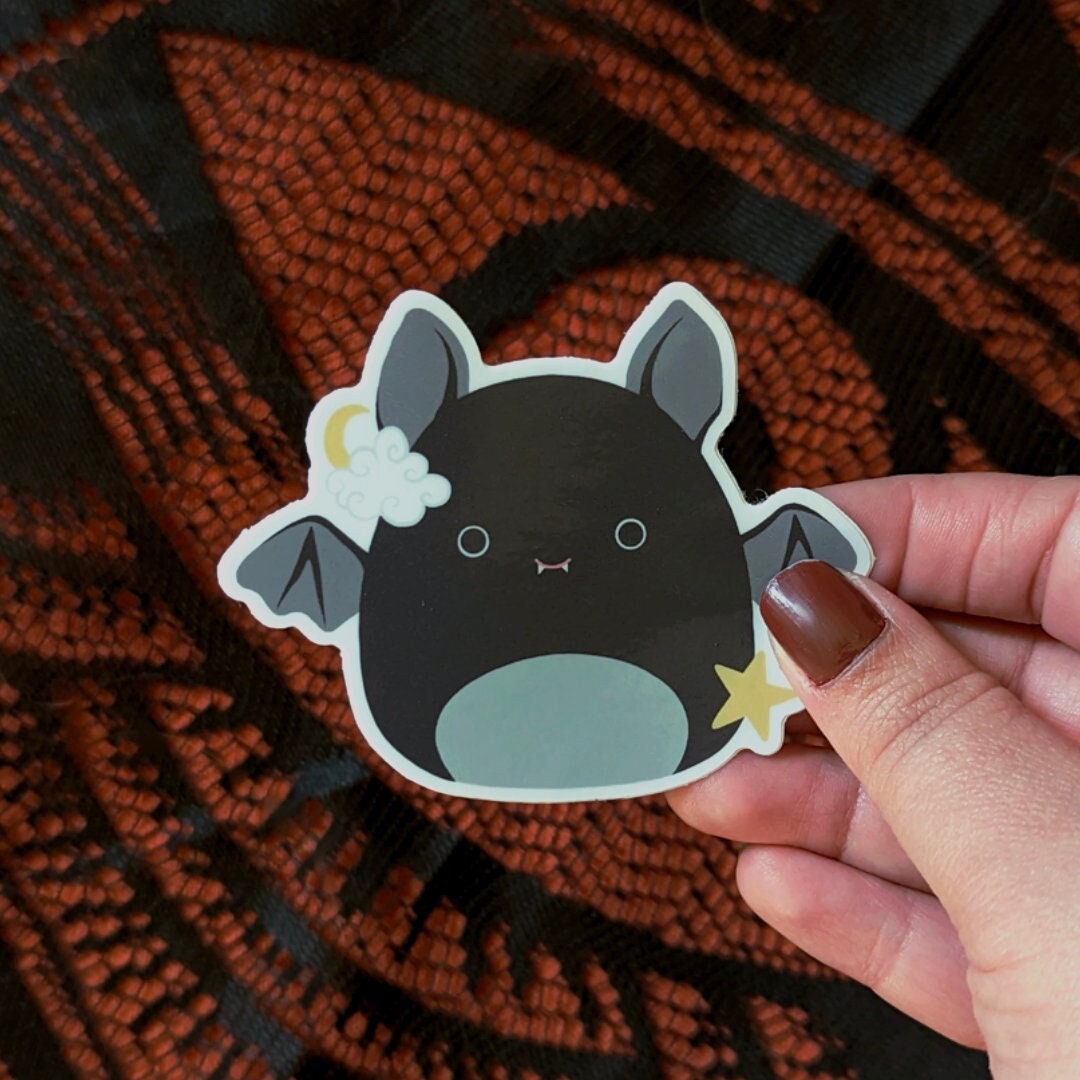 Cute and Spooky Bat Sticker | 3" Glossy Waterproof Vinyl Sticker | Moon ...