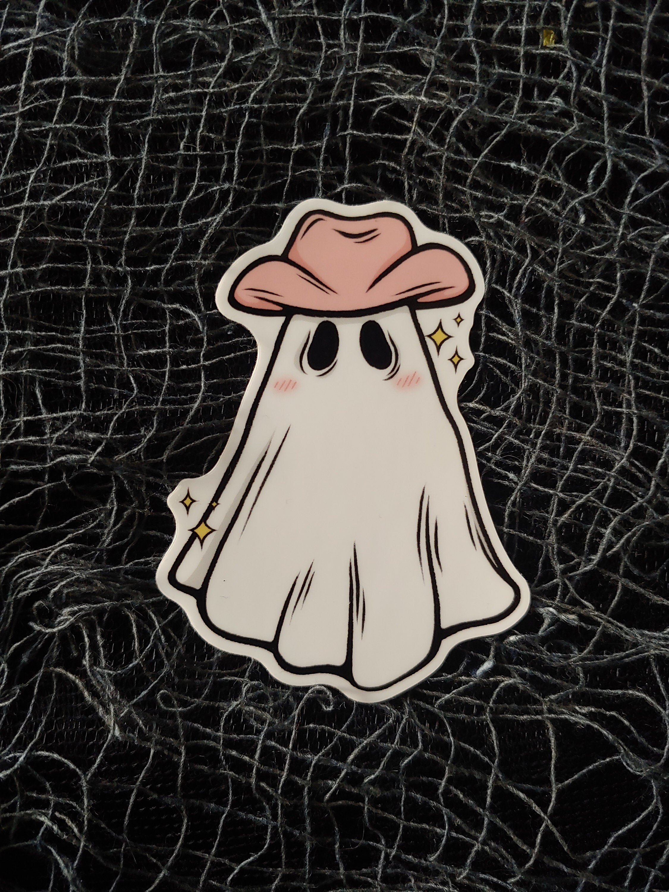 Spooky Ghost With Cowboy Hat Sticker 3 Glossy Waterproof Vinyl Sticker ...