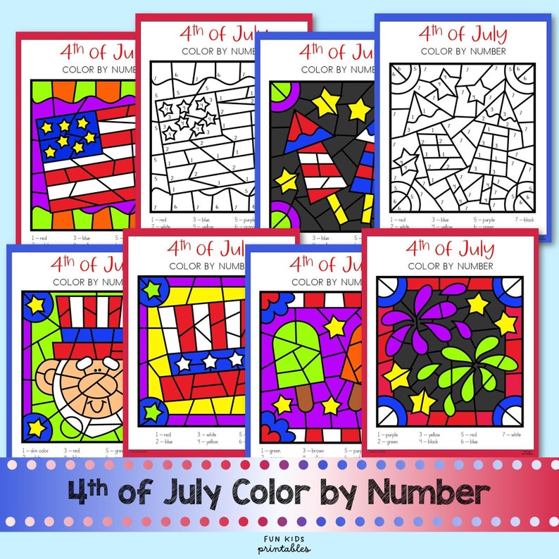 4th of July Color by Number - Etsy