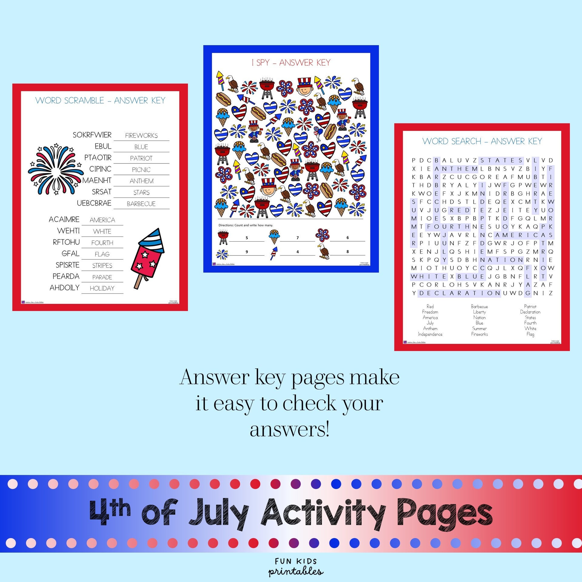 Fourth of July Activity Pages 4th of July Activity Printables for ...