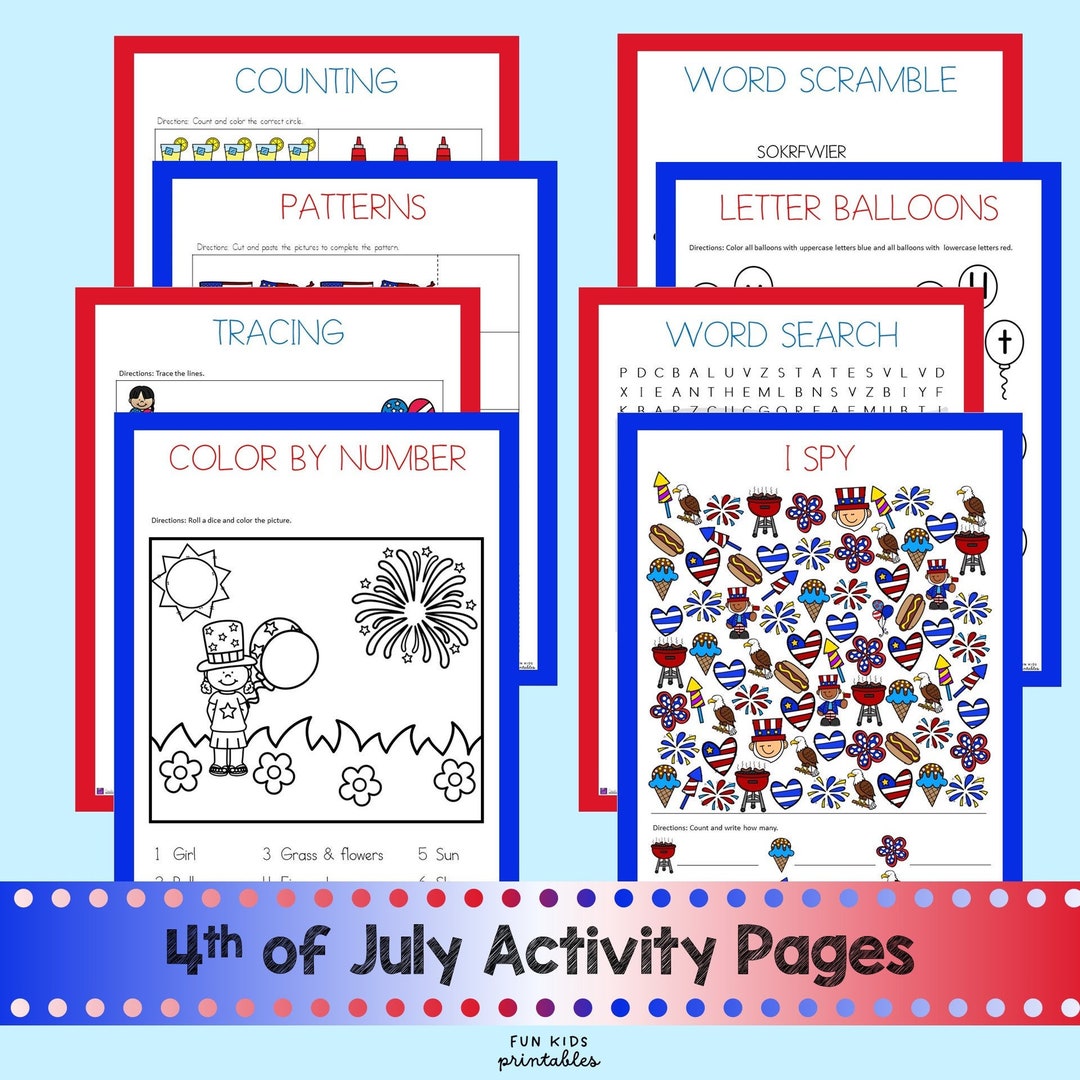 Fourth of July Activity Pages 4th of July Activity Printables for ...