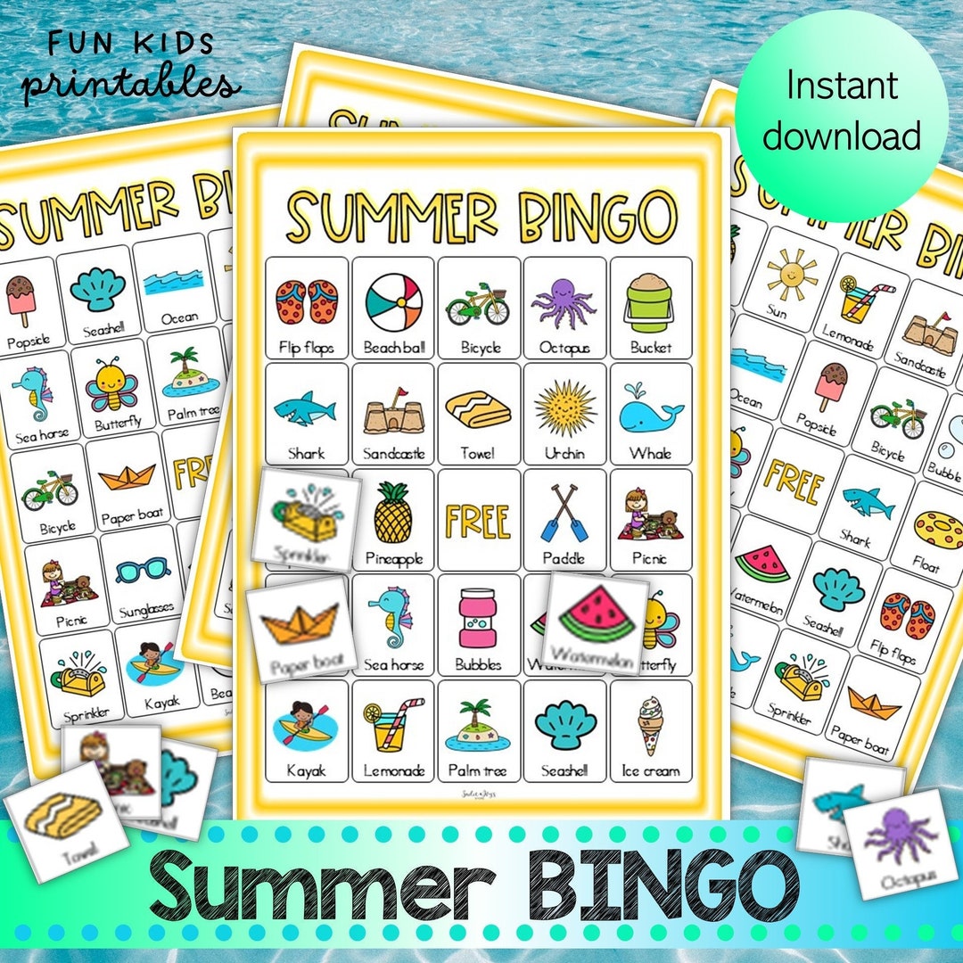 Summer BINGO Fun Summer Game at Home Game at Home BINGO Printable BINGO ...