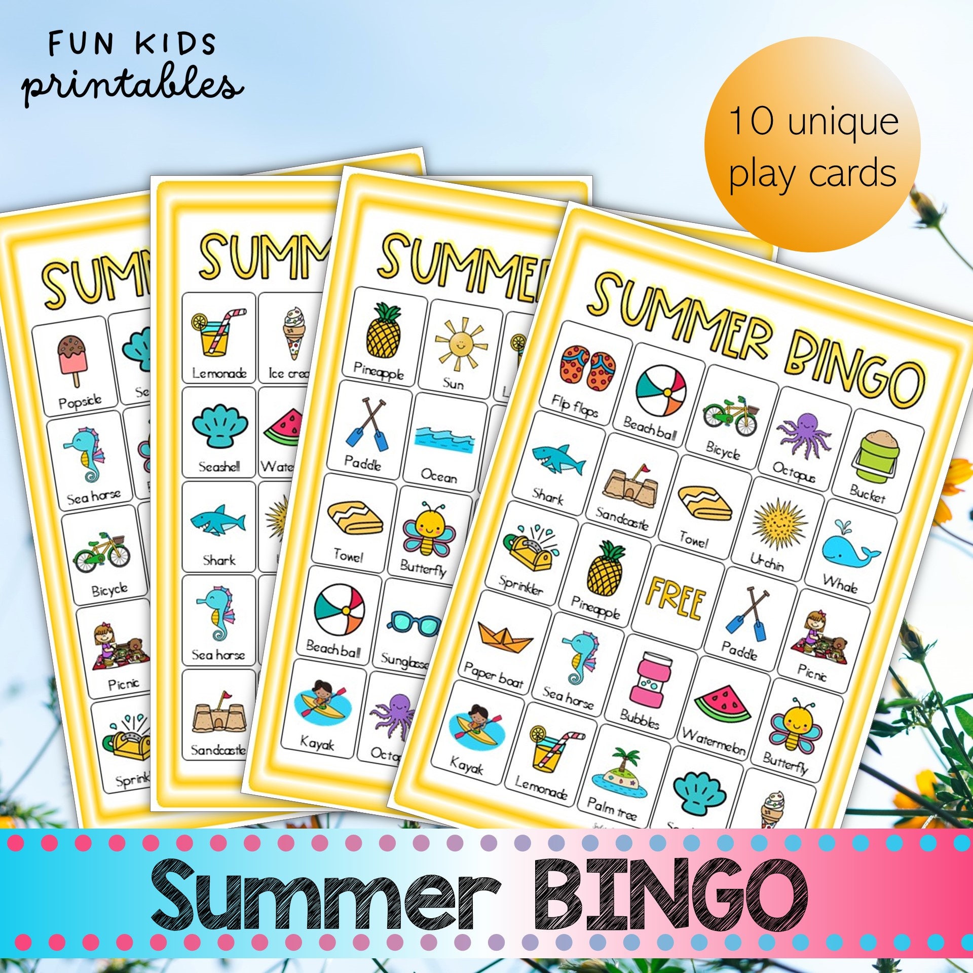 Summer BINGO Fun Summer Game at Home Game at Home BINGO Printable BINGO ...