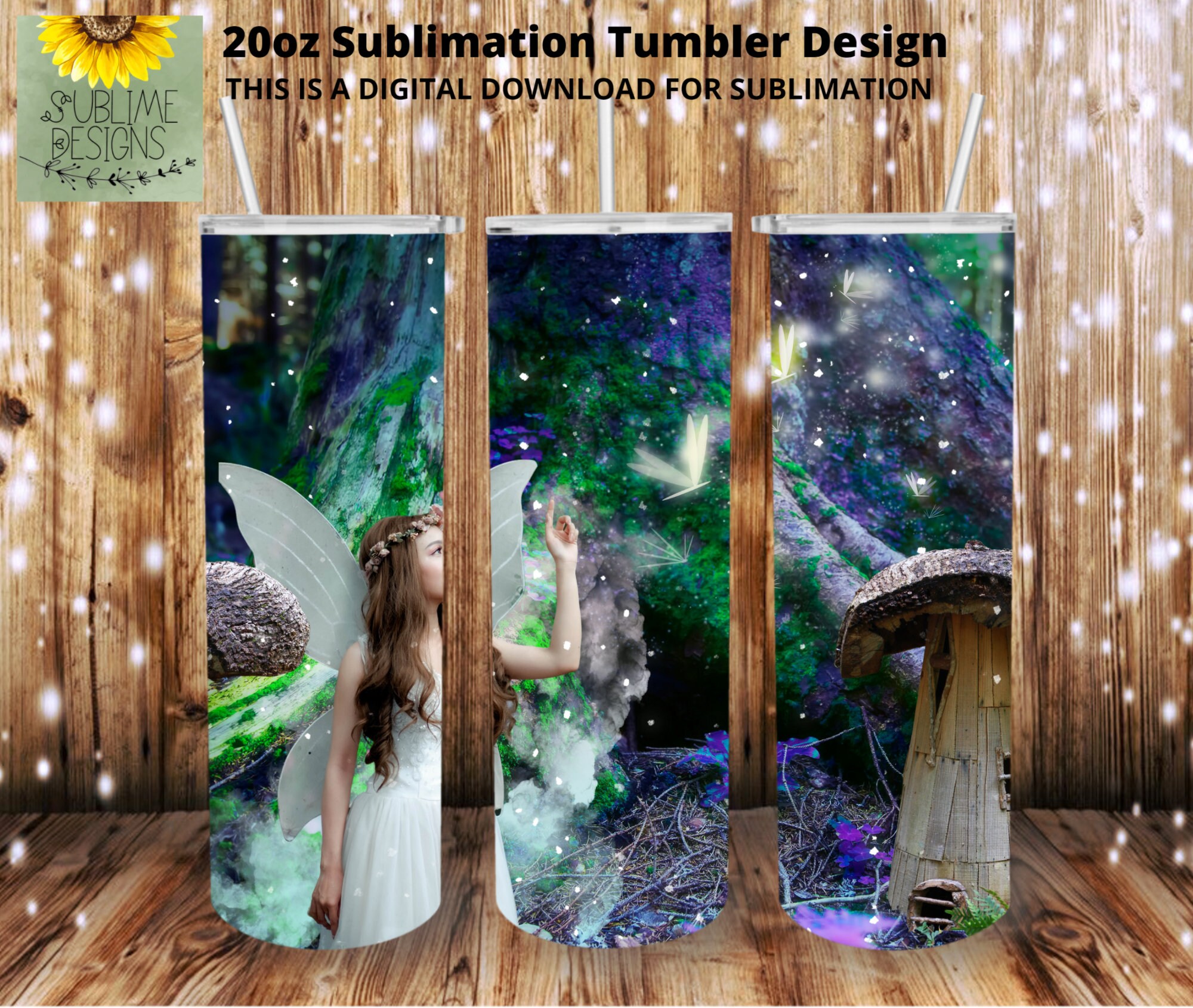 Fairyflies Mushroom House 20oz Skinny Tumbler Design, Straight Tumbler ...