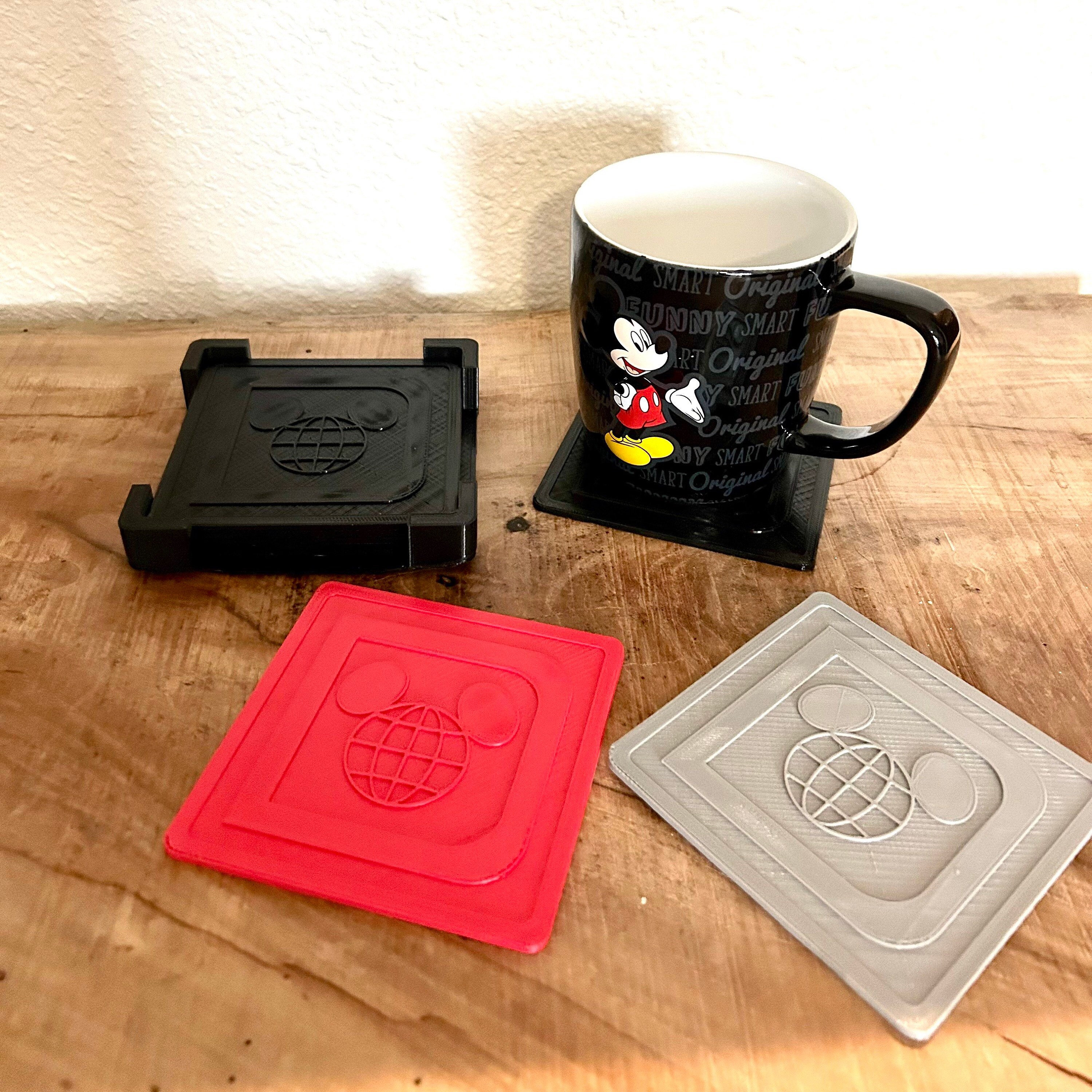 Set of 6 Vintage Disney Logo Coaster With Holder. 3D Printed. Black ...