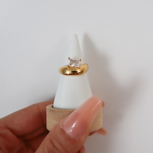 18K Gold Plated Irregular Dome Ring, Gold Gemstone Chunky Ring ...