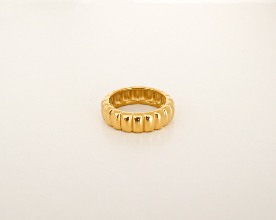 18K Gold Plated Puff Ring, Gold Chunky Ring, Waterproof Tarnish Rings ...