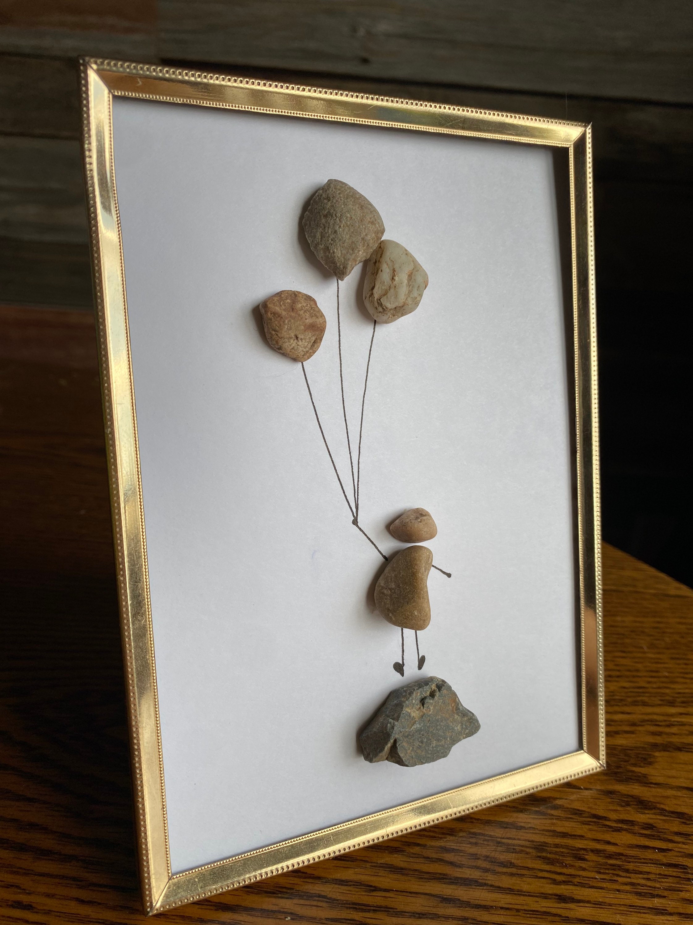 Framed Pebble Art Framed Balloon Pebble Design Pebble Art - Etsy