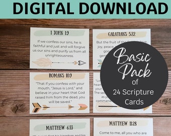 Scripture Memory Bible Verse Cards Printable Digital Download - Etsy