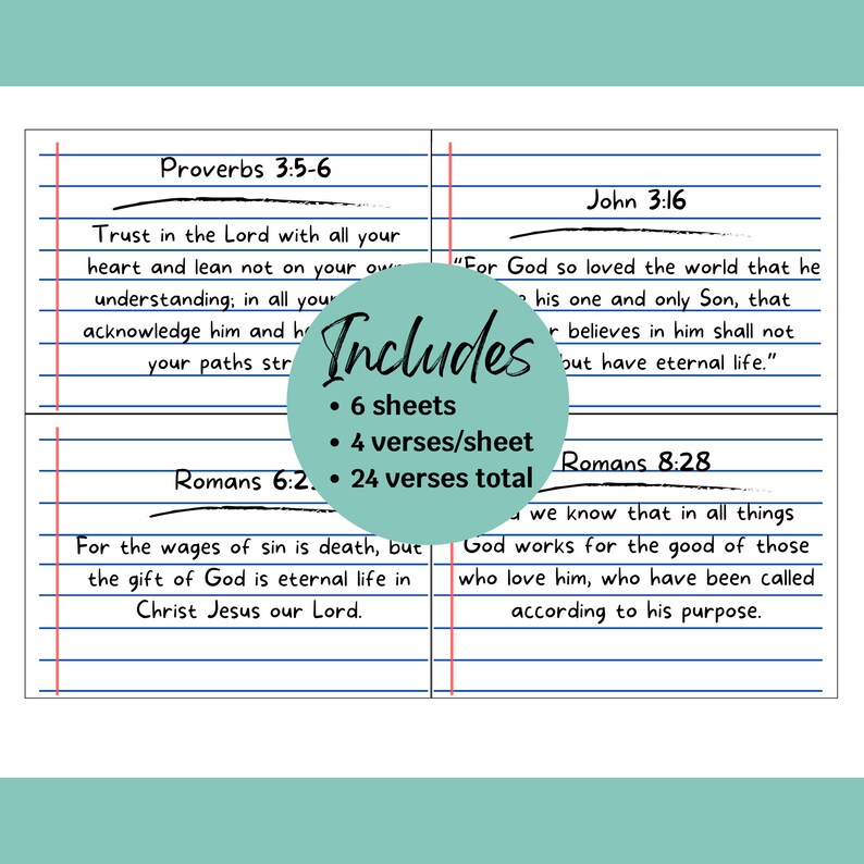 Scripture Memory Bible Verse Cards Printable Digital Download - Etsy