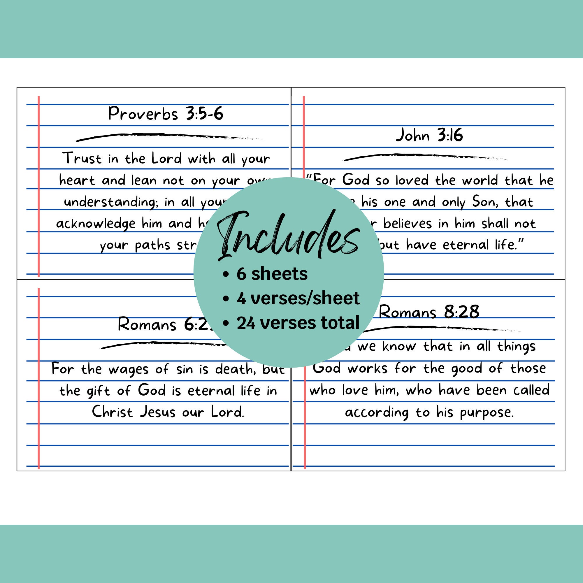Scripture Memory Bible Verse Cards Printable Digital Download - Etsy