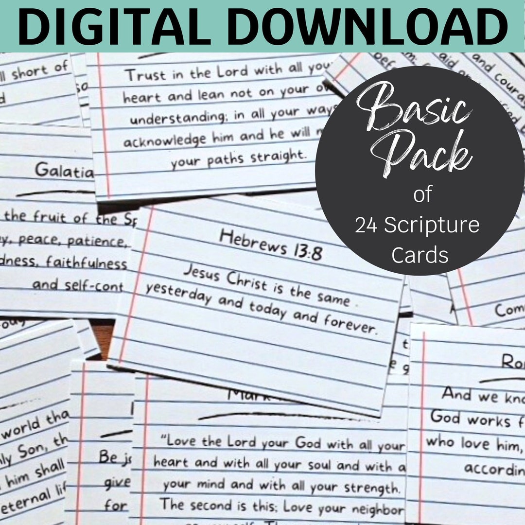 Scripture Memory Bible Verse Cards Printable Digital Download - Etsy