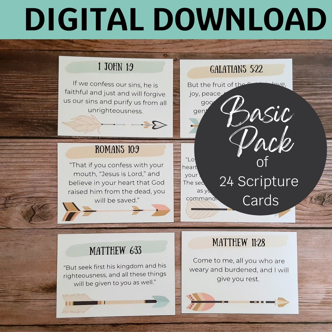 Scripture Memory Bible Verse Cards Printable Digital Download - Etsy