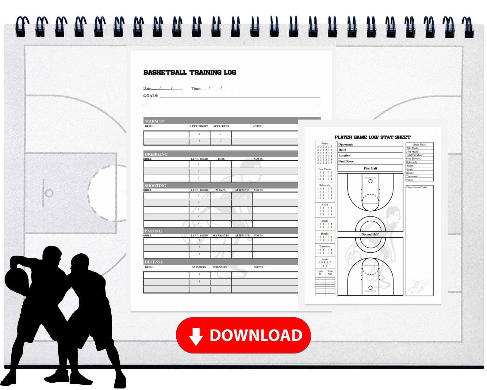 Basketball Training Workout Log and Player Stat Sheet - Etsy