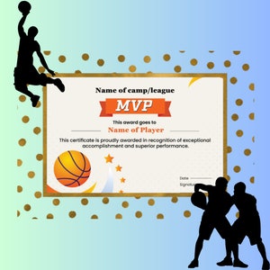10 Editable Basketball Award Certificates - Etsy