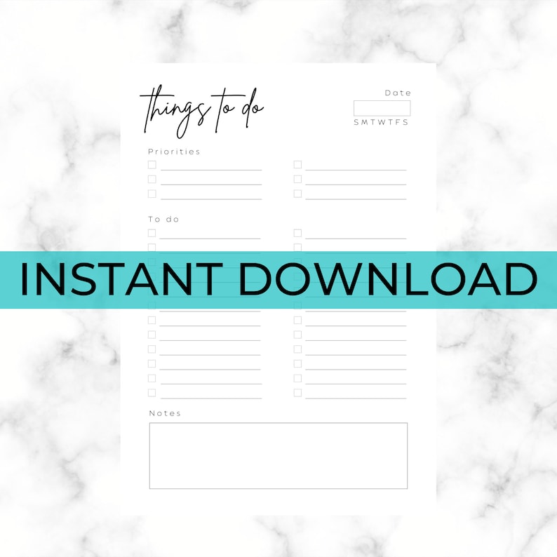 Printable Minimalist to Do List - Letter - Half Letter - A4 - A5 - PDF ...