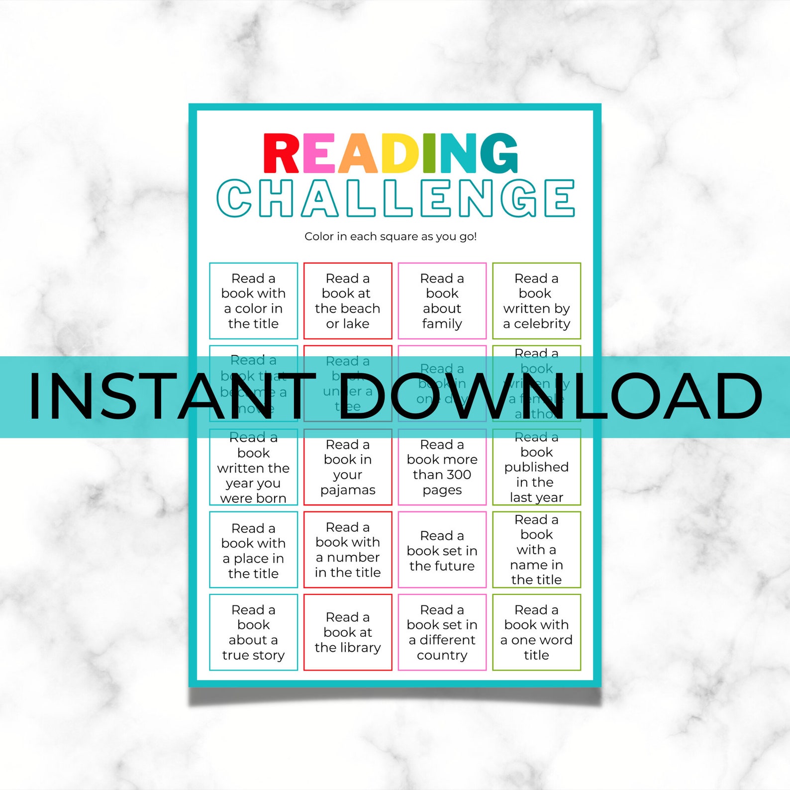 Colorful Printable Challenge for Intermediate Students- PDF - Printable ...