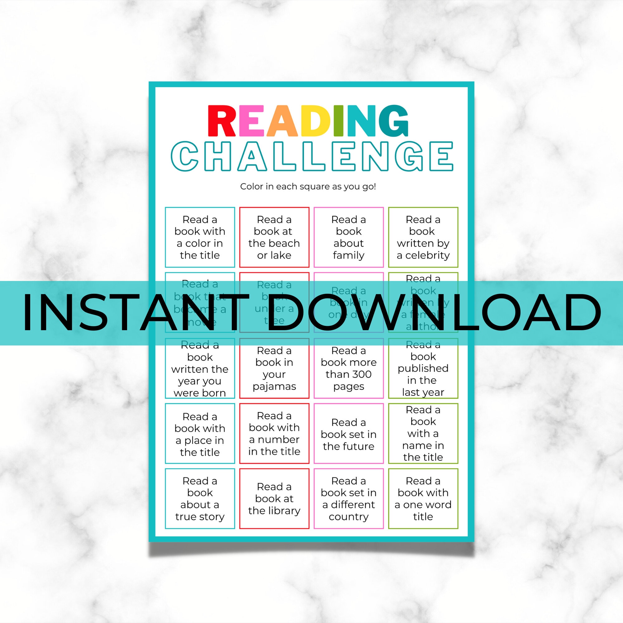Colorful Printable Challenge for Intermediate Students- PDF - Printable ...