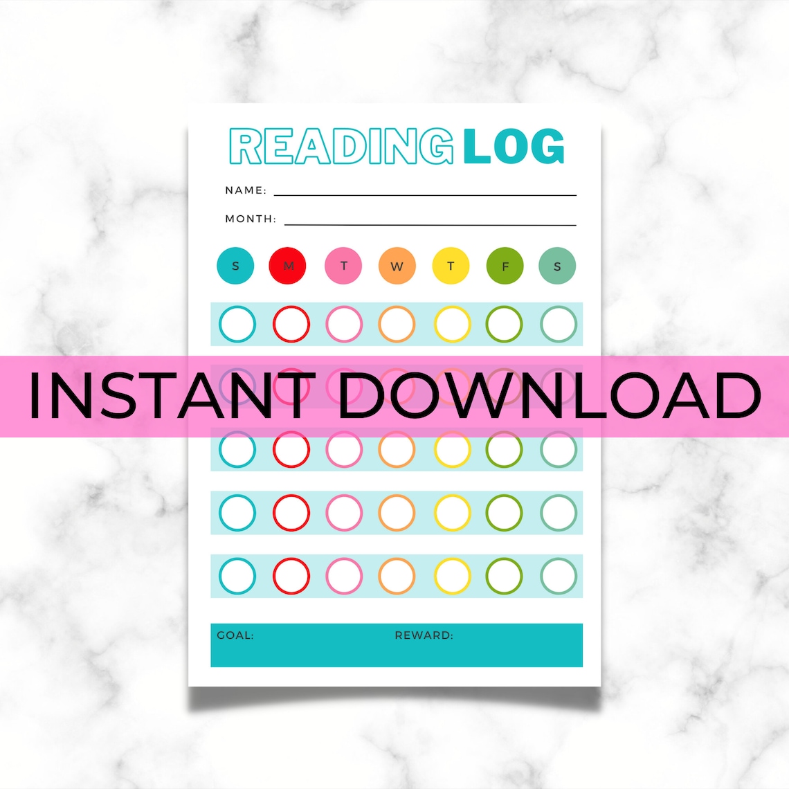 Kids Printable Reading Log PDF Printable Reading Tracker for Children ...