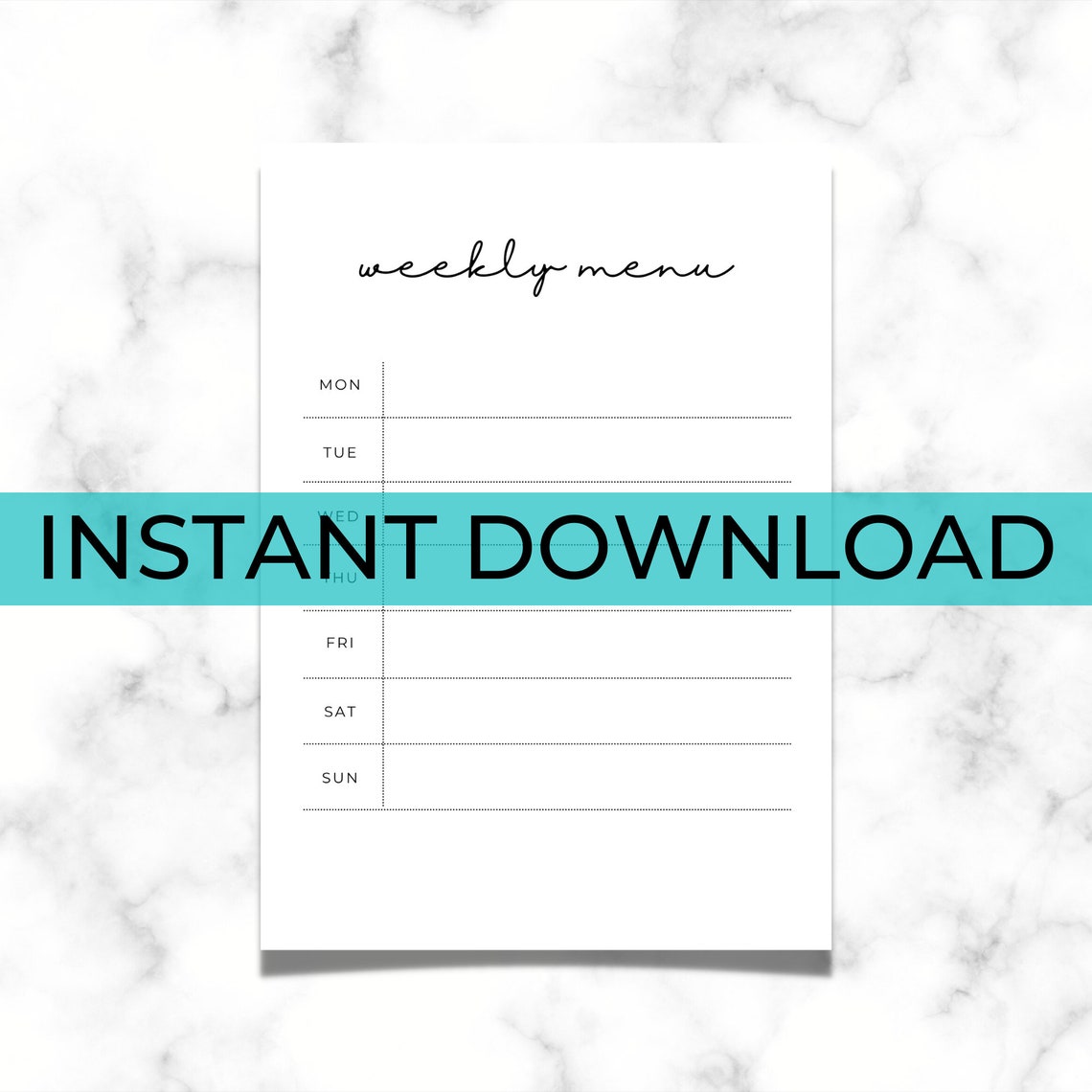 Minimalist Printable Weekly Meal Planner With Weekly Menu and Grocery ...