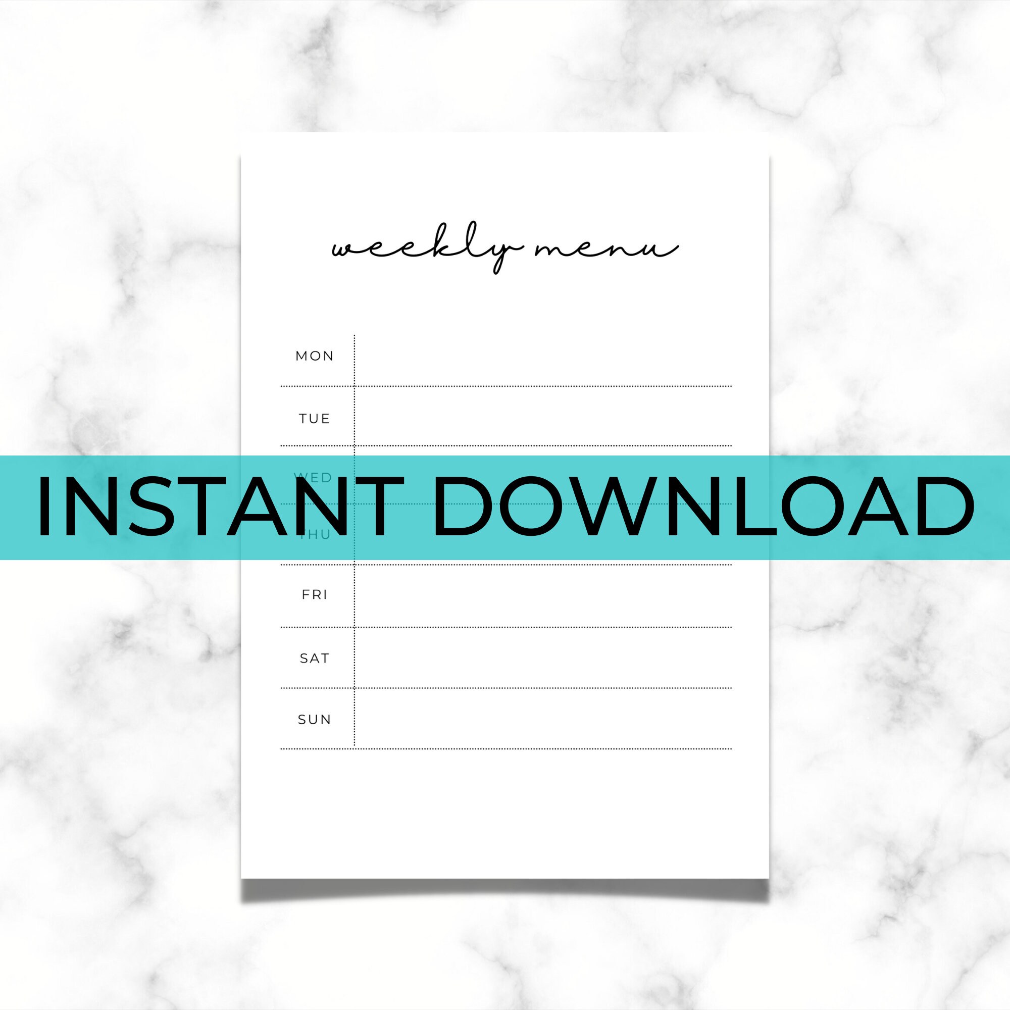 Minimalist Printable Weekly Meal Planner With Weekly Menu and Grocery ...