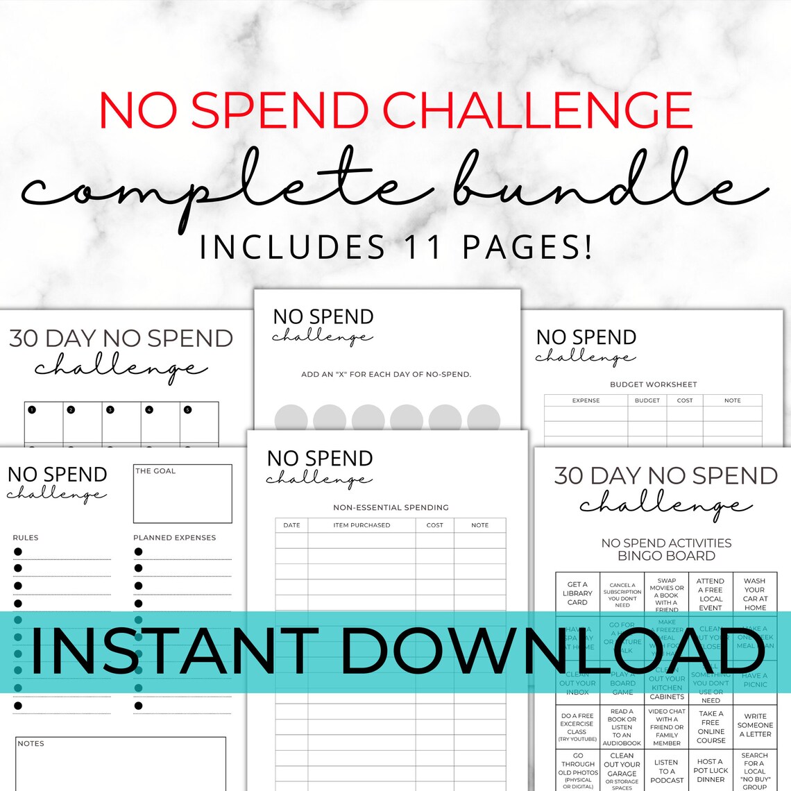No Spend Challenge Ultimate Bundle - Instant Download - 30 Day ...