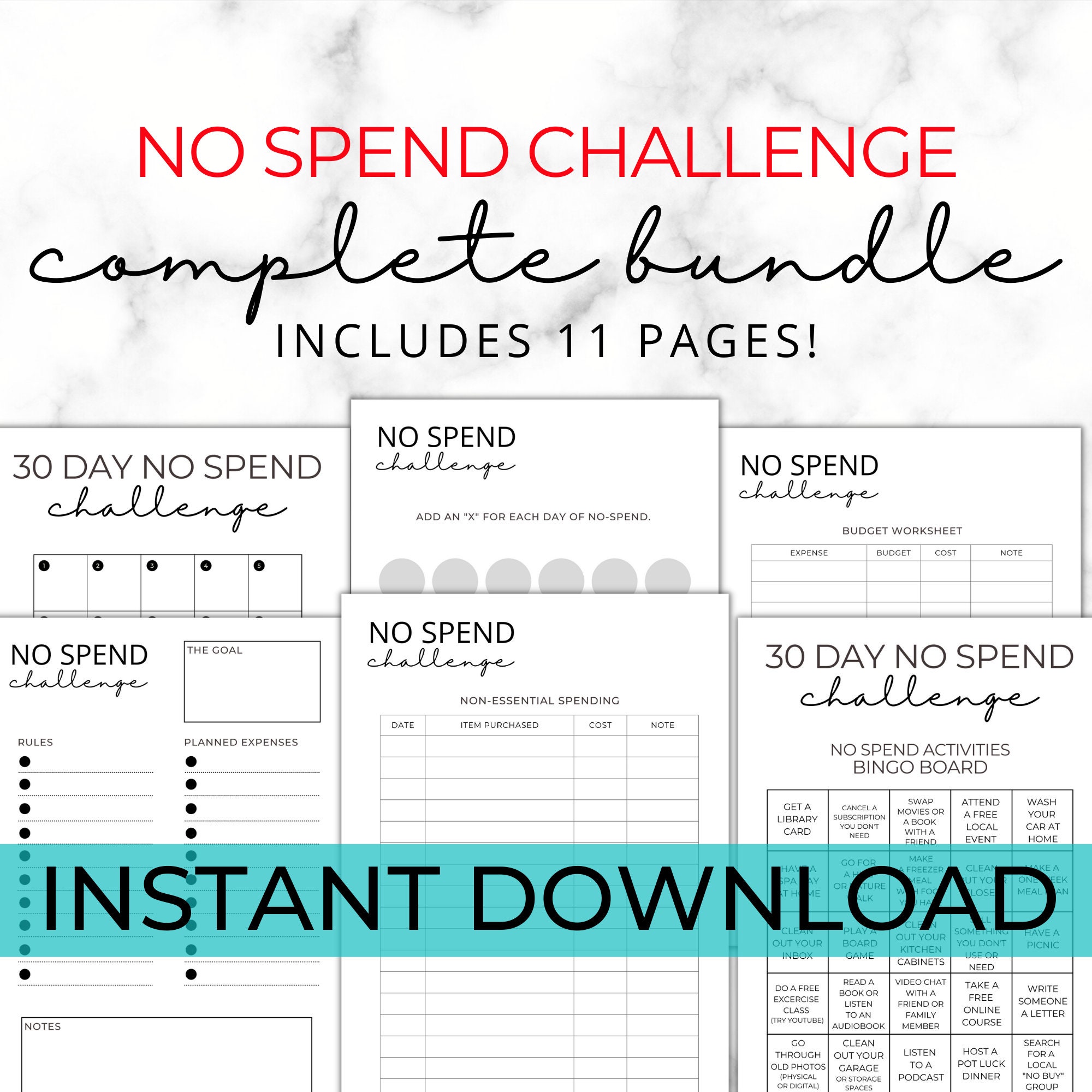 No Spend Challenge Ultimate Bundle - Instant Download - 30 Day ...