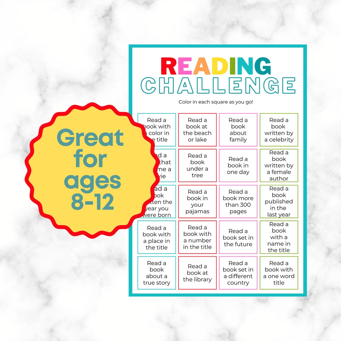 Colorful Printable Challenge for Intermediate Students- PDF - Printable ...