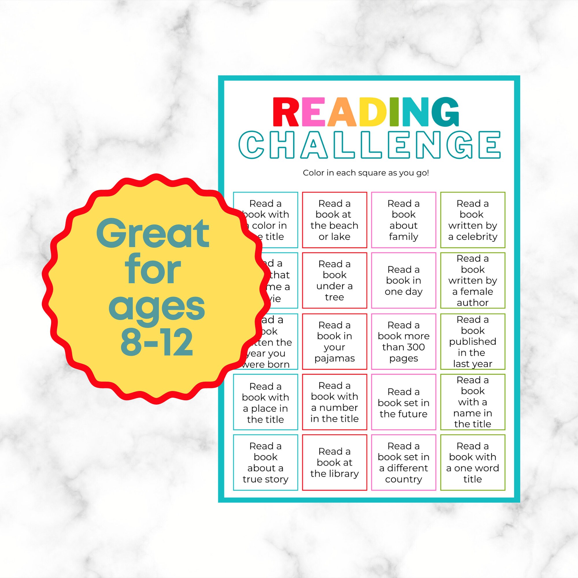 Colorful Printable Challenge for Intermediate Students- PDF - Printable ...