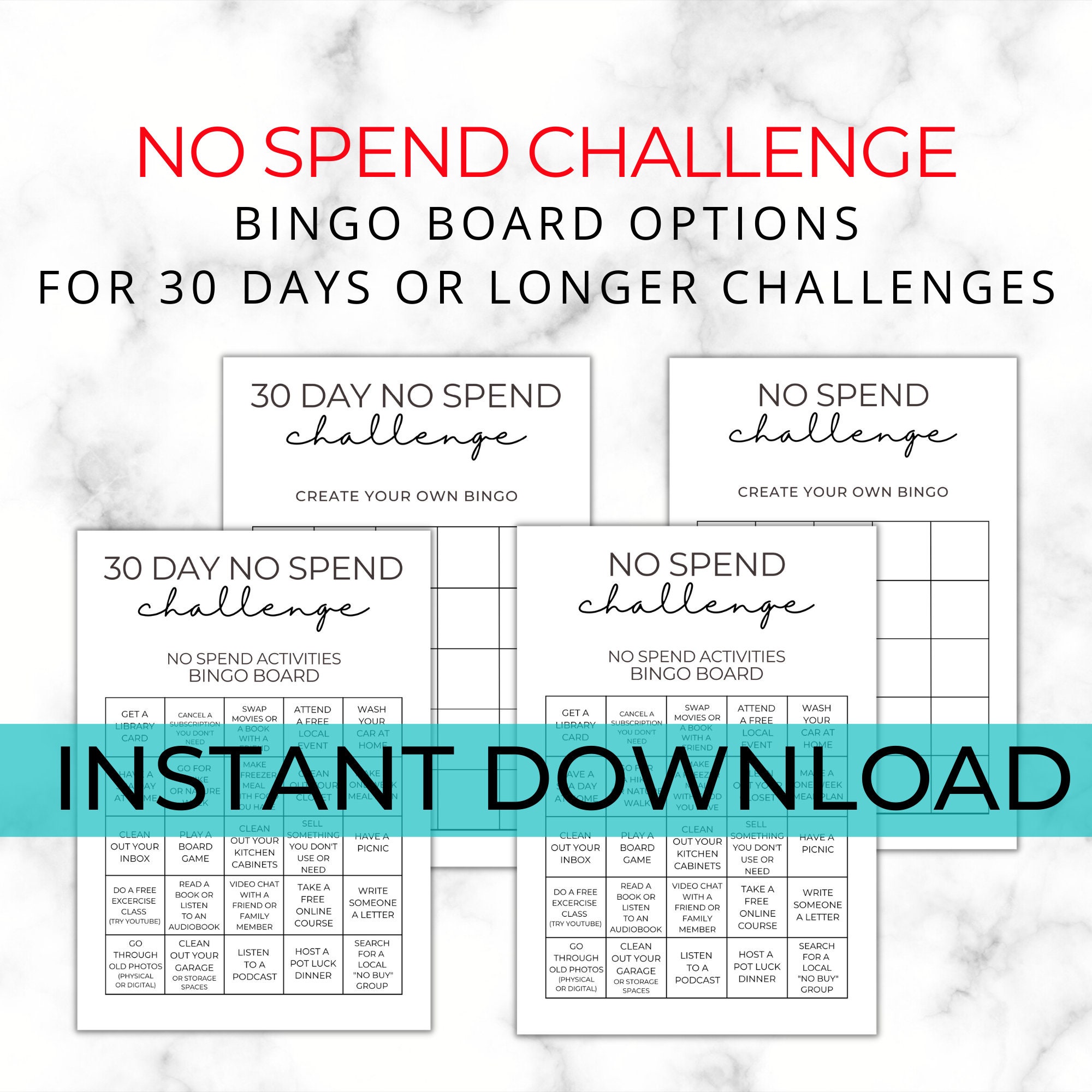 No Spend Challenge Ultimate Bundle - Instant Download - 30 Day ...