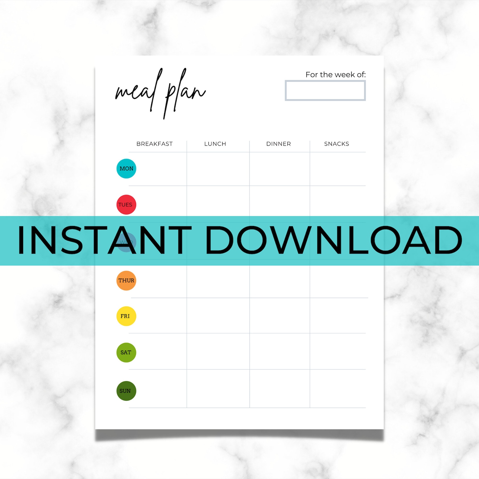 Printable Weekly Meal Planner With Menu Plan and Grocery List - Menu ...