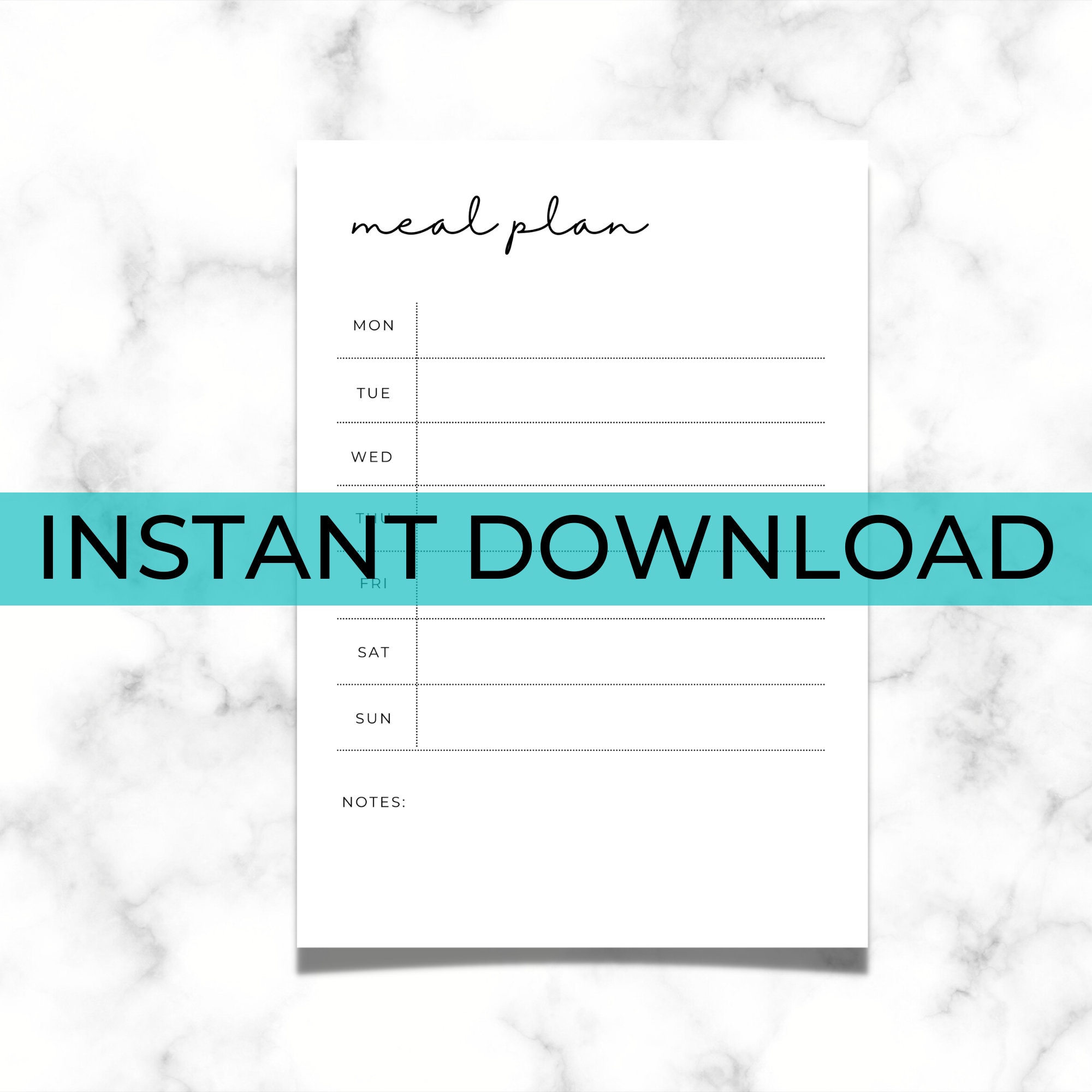 Minimalist Printable Weekly Meal Planner With Weekly Menu and Grocery ...