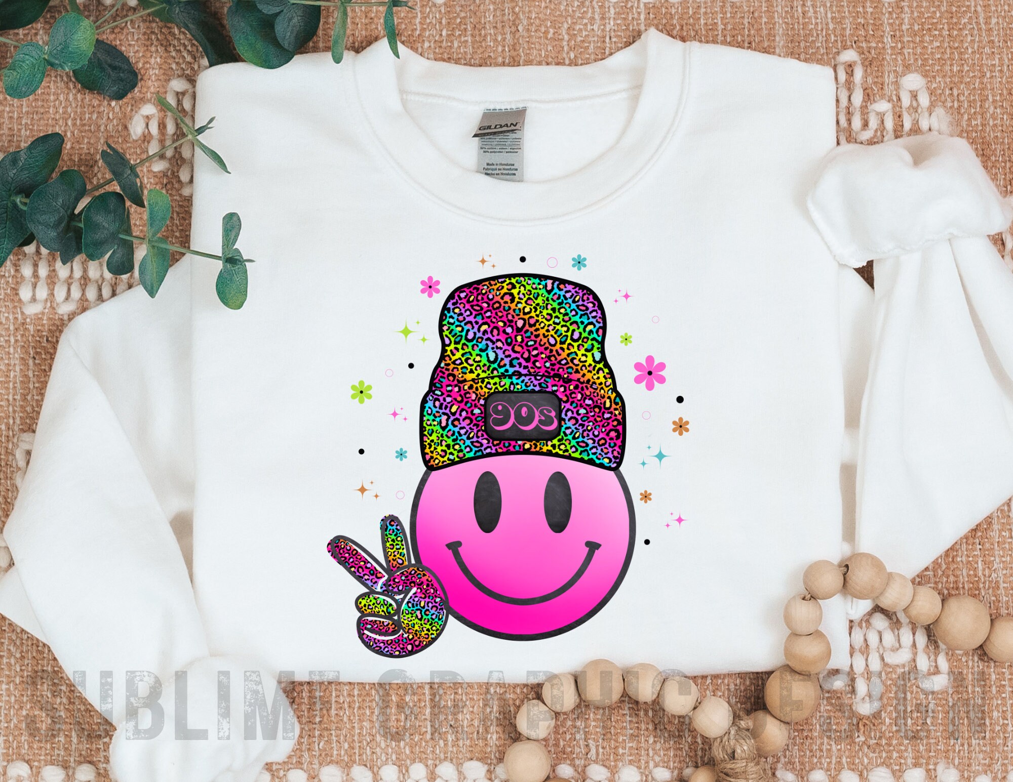 Leopard Rainbow Smile Face PNG Sublimation | 90s Smile Face PNG ...
