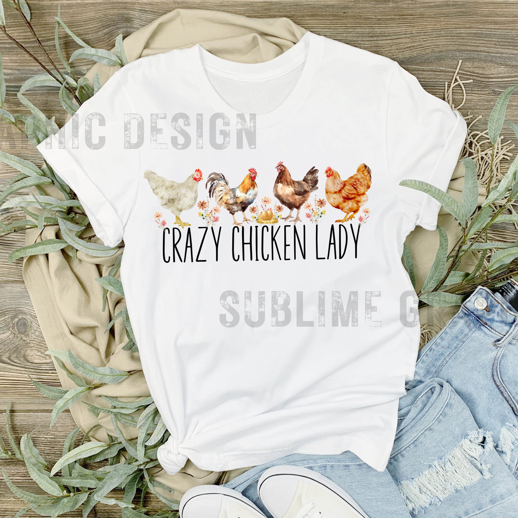 Crazy Chicken Lady Sublimation Design | Chicken Lady PNG | Farm Chicken ...