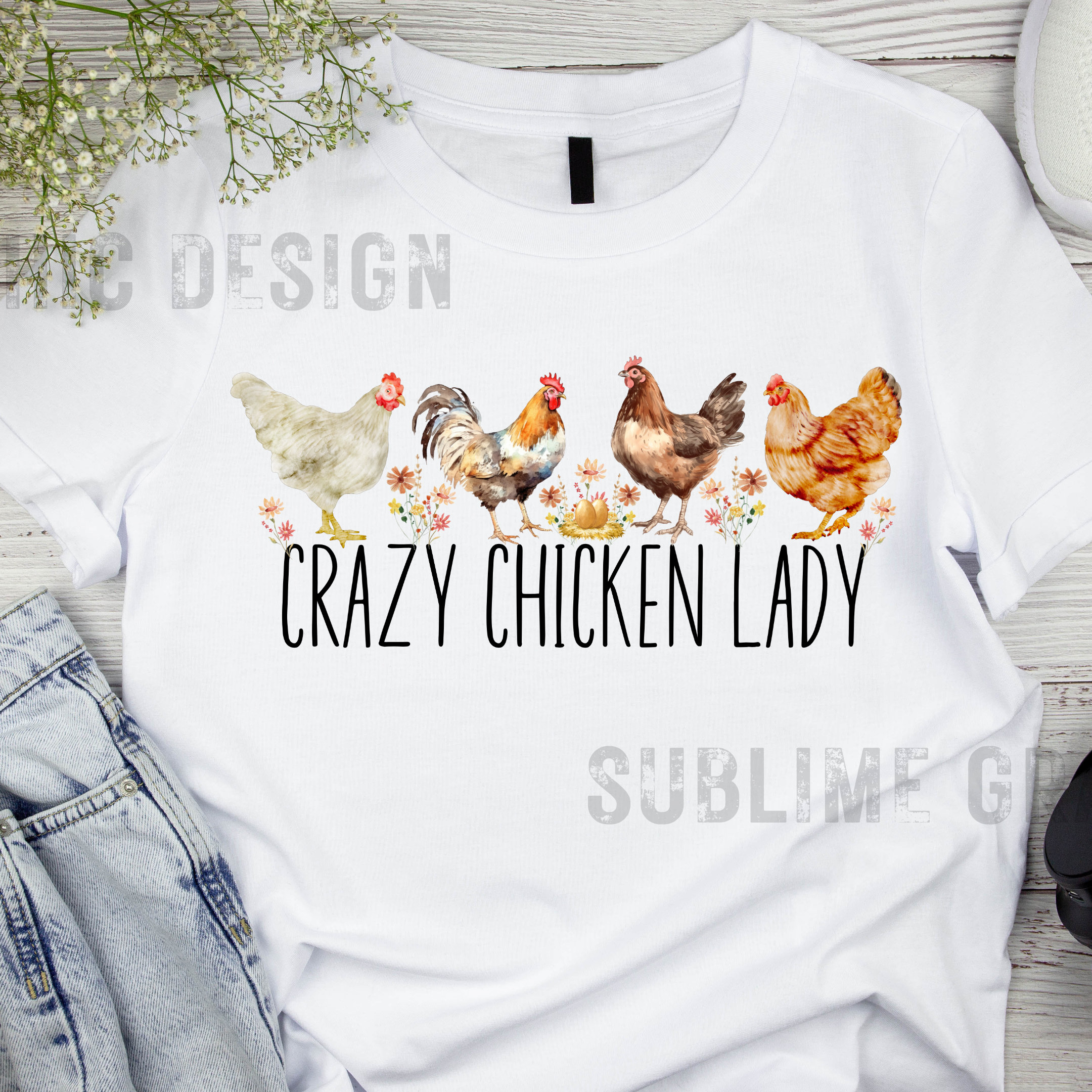 Crazy Chicken Lady Sublimation Design | Chicken Lady PNG | Farm Chicken ...