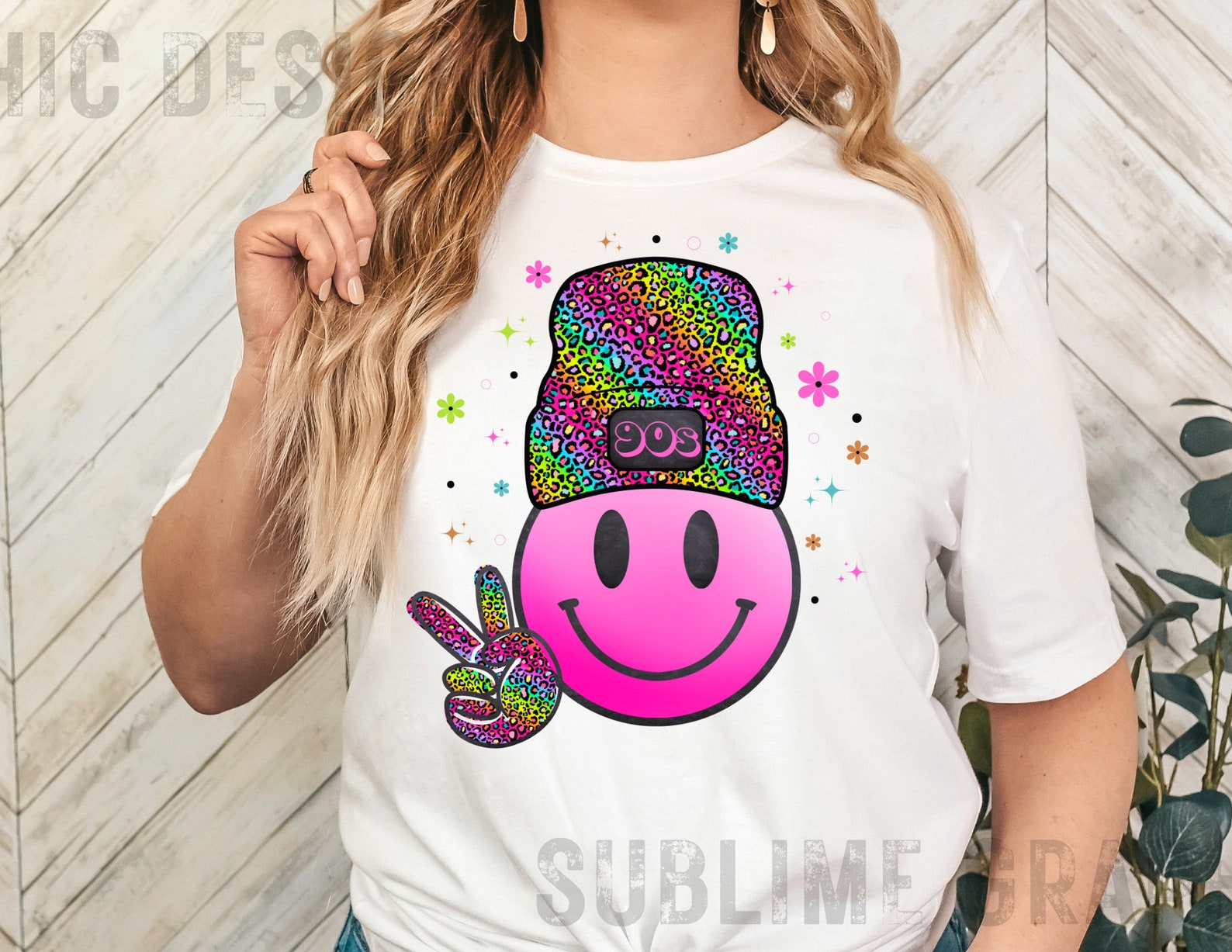 Leopard Rainbow Smile Face PNG Sublimation | 90s Smile Face PNG ...